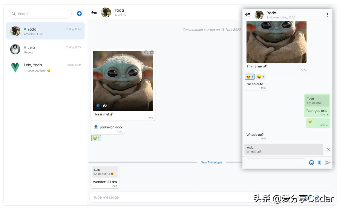 一个漂亮的开源免费实用Vue聊天框小组件——vue-beautiful-chat - 乐耶园
