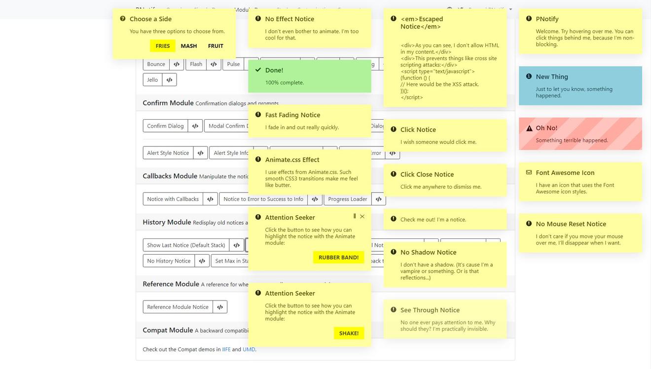 Web端免费且漂亮的通知提示组件——PNotify - 乐耶园