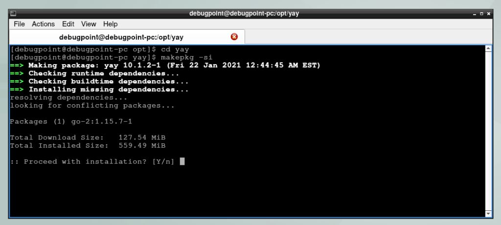 初级：如何在 Arch Linux 中安装 Yay AUR 助手 - 乐耶园